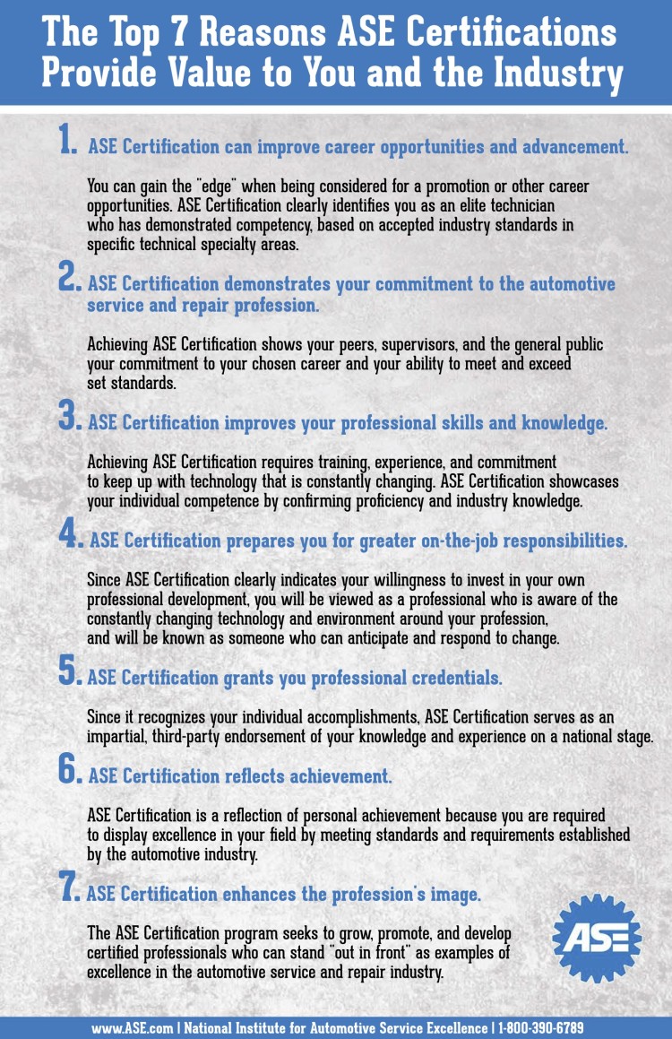 Top 7 Reasons ASE Certifications Provide Value - RepairPal Shops Blog ...